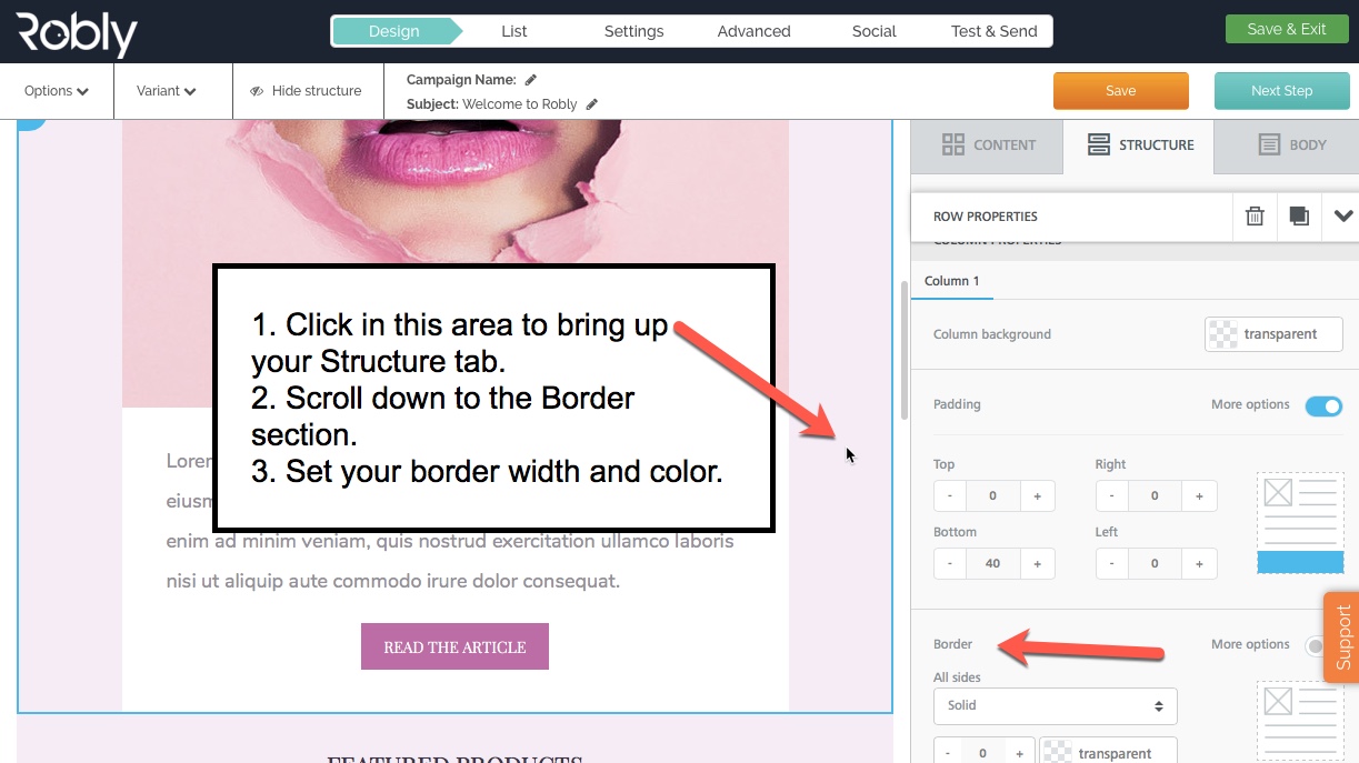How do I add a border to my email? | Robly Support
